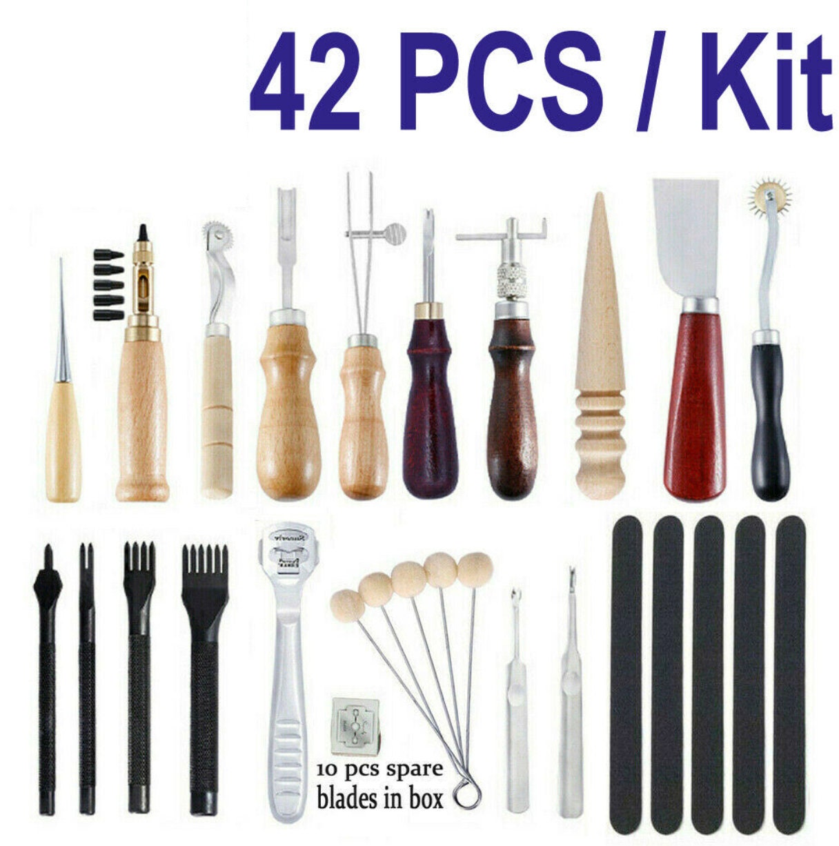 Leather Tools Kit Craft Set Sewing Groover Hand Punch Supplies Making ...