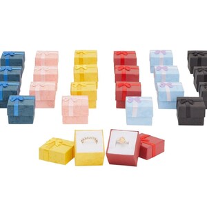 Set of 24 Ring Gift Boxes With Bow for Weddings - 6 Colors, 1.6 X 1.2 ...