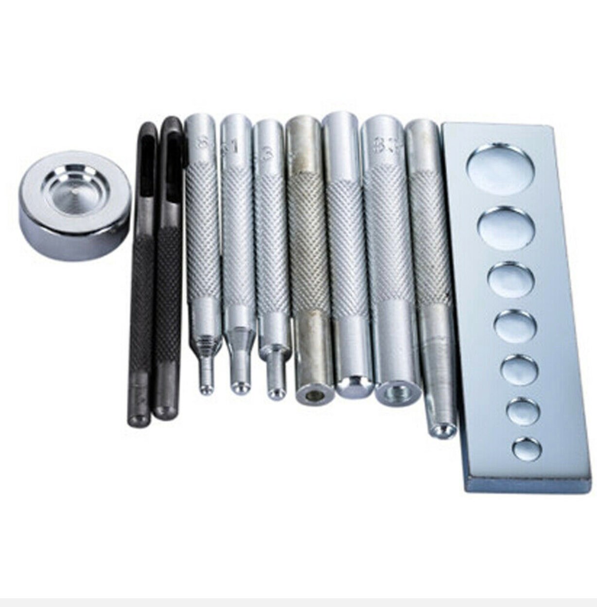Leather Tools Craft DIY Punch 11 PCS Hole Snap Rivet Fastener Button ...