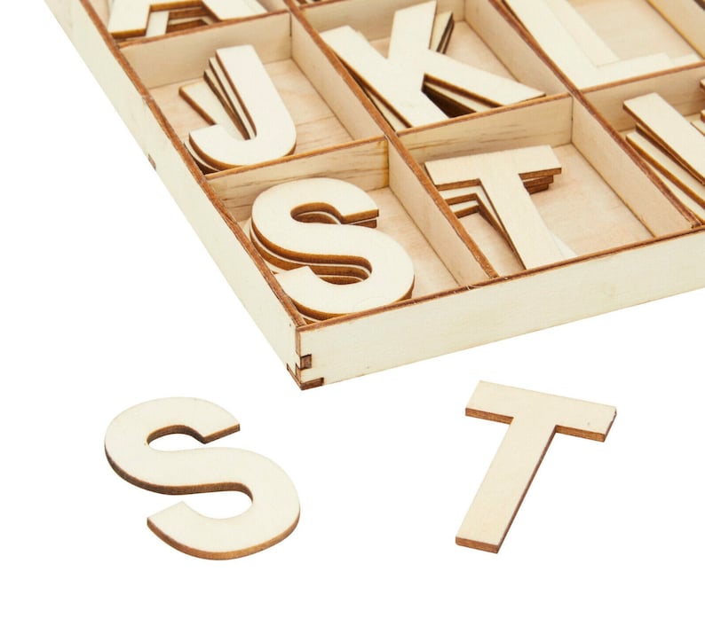 2" Wooden Alphabet Letters for Crafts 104 Pieces 4 Sets Abcs With ...