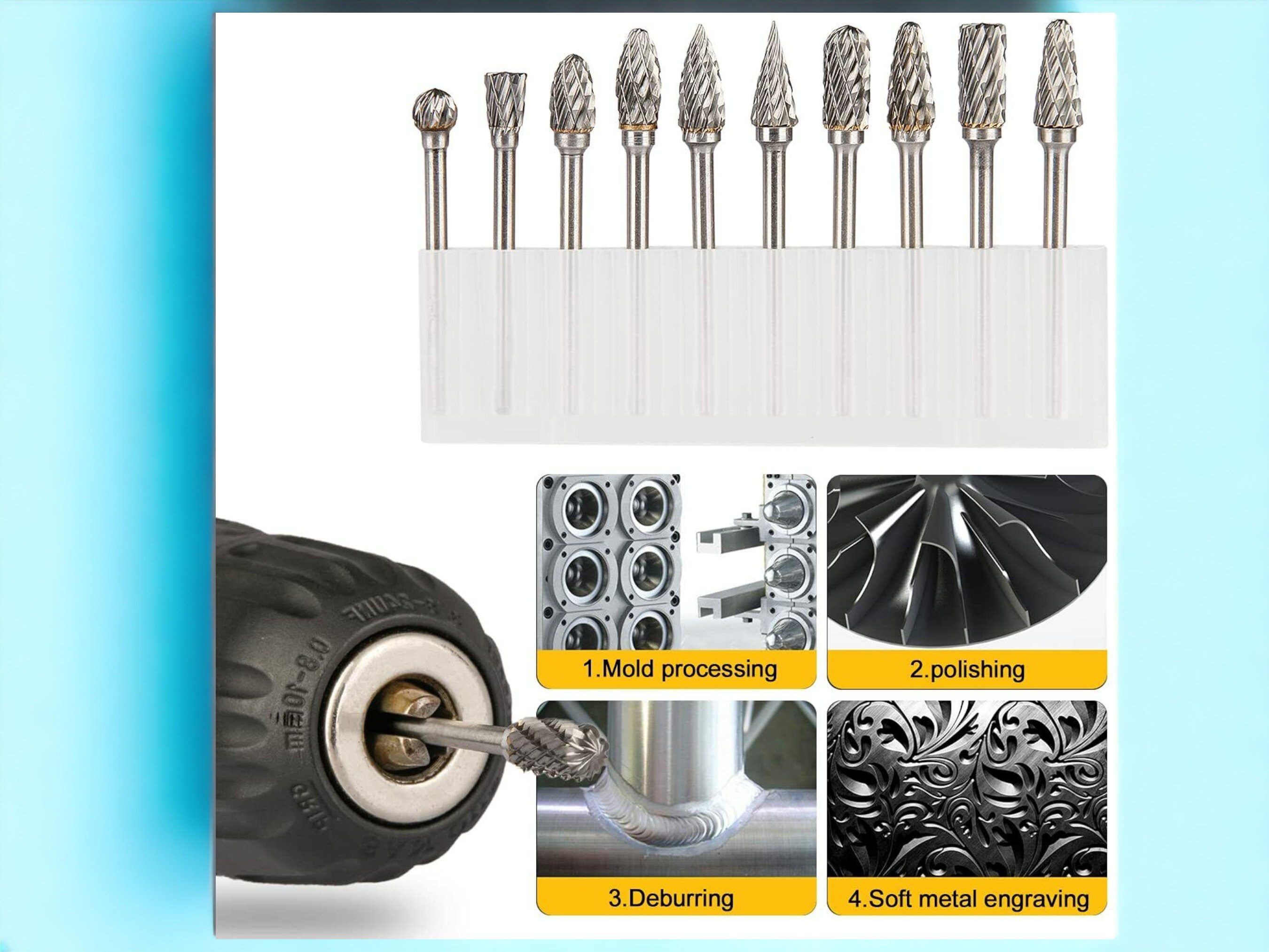 Tungsten Carbide Rotary Burr Bit Set - 1/8" Cutting Carving Burrs for ...