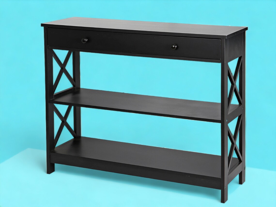 3 Tiers Console Table Storage Shelf Drawer Sofa Table Hallway Durable ...