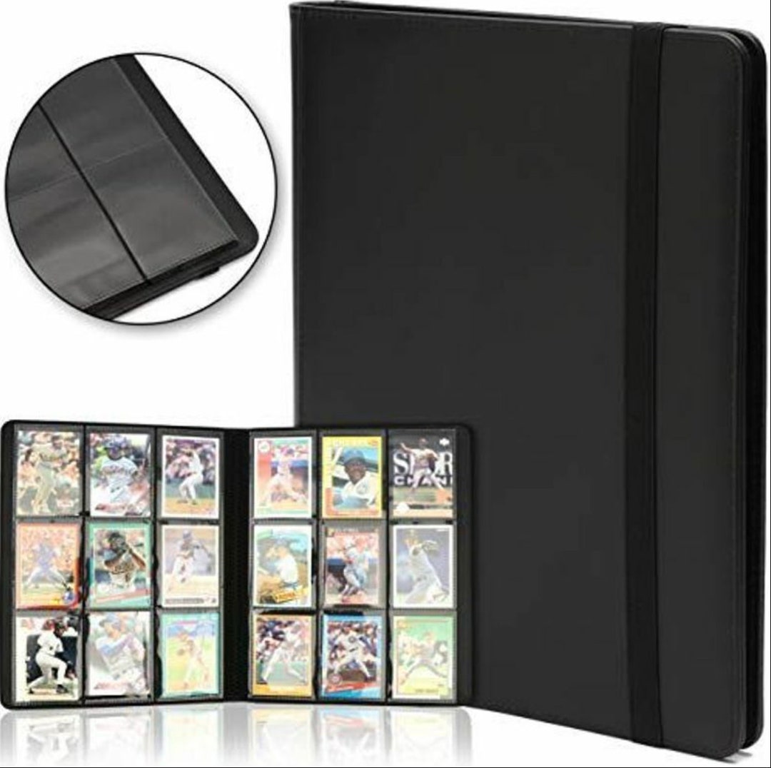 360 Card Pocket Binder Collection Album Folder Black With Strap 9 Strap ...