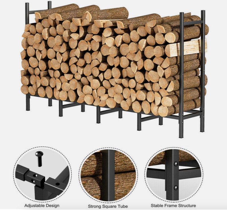Adjustable Heavy-duty Firewood Rack: Sturdy Indoor and Outdoor Fire Log ...