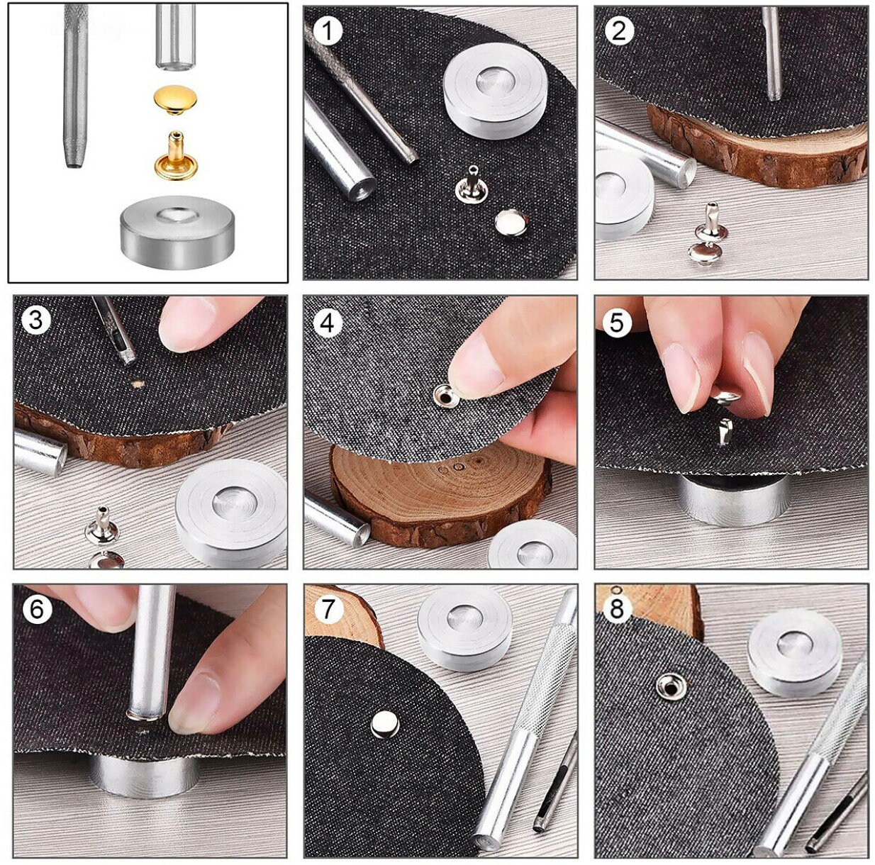 Leather Craft Rivet Double Cap - 480 Pcs Leather Working Tools DIY ...