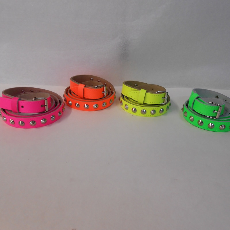 Colour Leather Studded Belt - Etsy