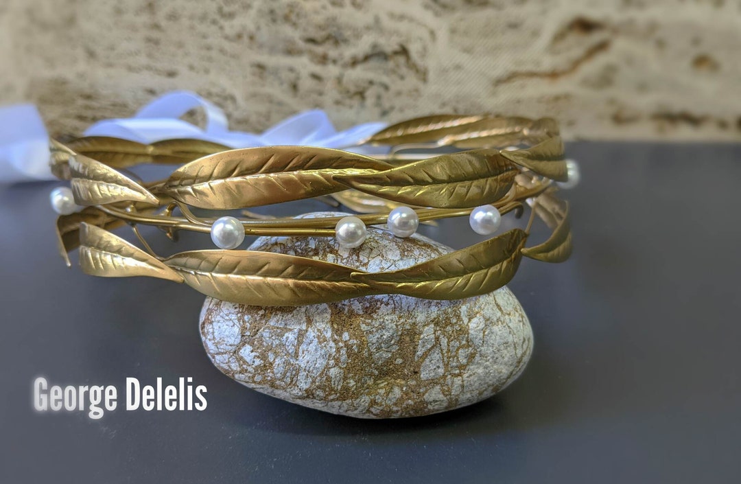PAROS STYLE Pair of Bronze Wedding Crown, Ηand Made Bronze Crown ...