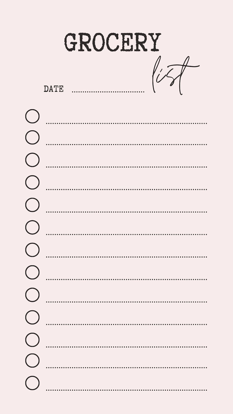 Grocery List Template (BLANK) - Etsy