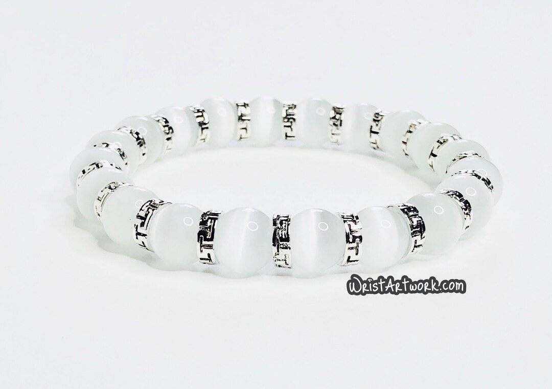 Bando White Cat Eye Bead Bracelet - Etsy