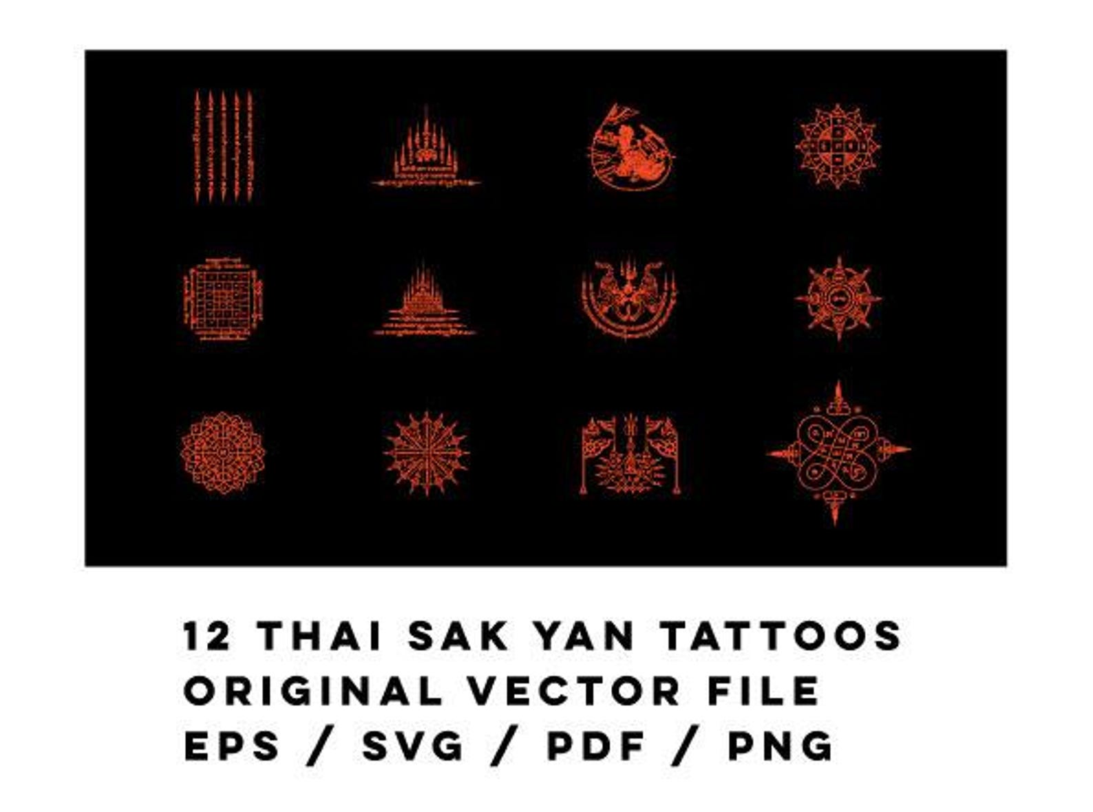 12 Vector Thai Tattoo Jolie Sak Yant Buddhist Protection Tattoos ...