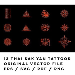 12 Vector Thai Tattoo Jolie Sak Yant Buddhist Protection Tattoos ...