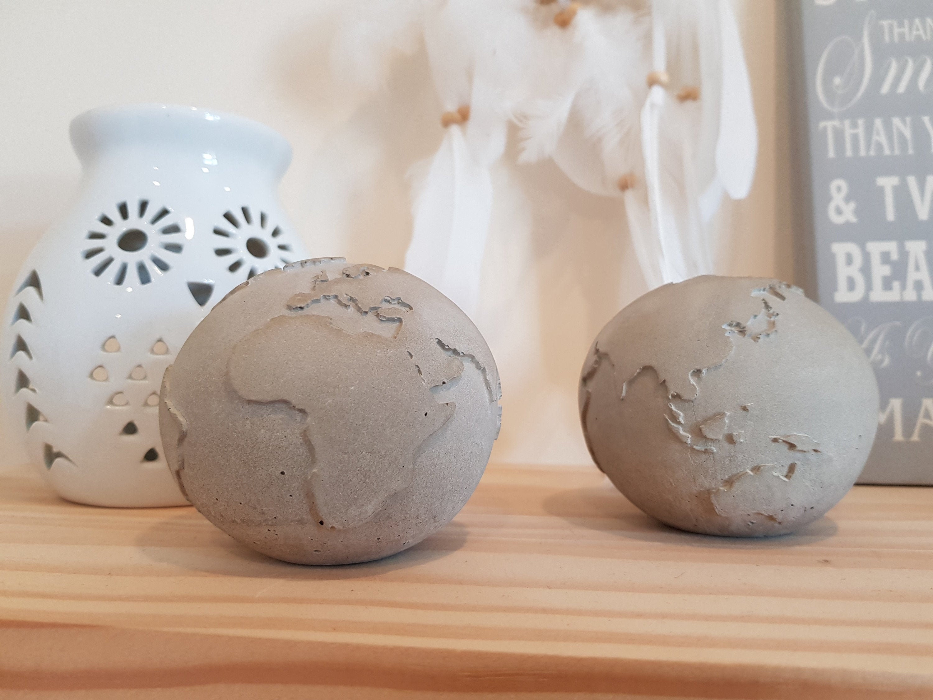 Globe Concrete Paperweight/ Door Stop/ Minimalist Decor/ Book | Etsy