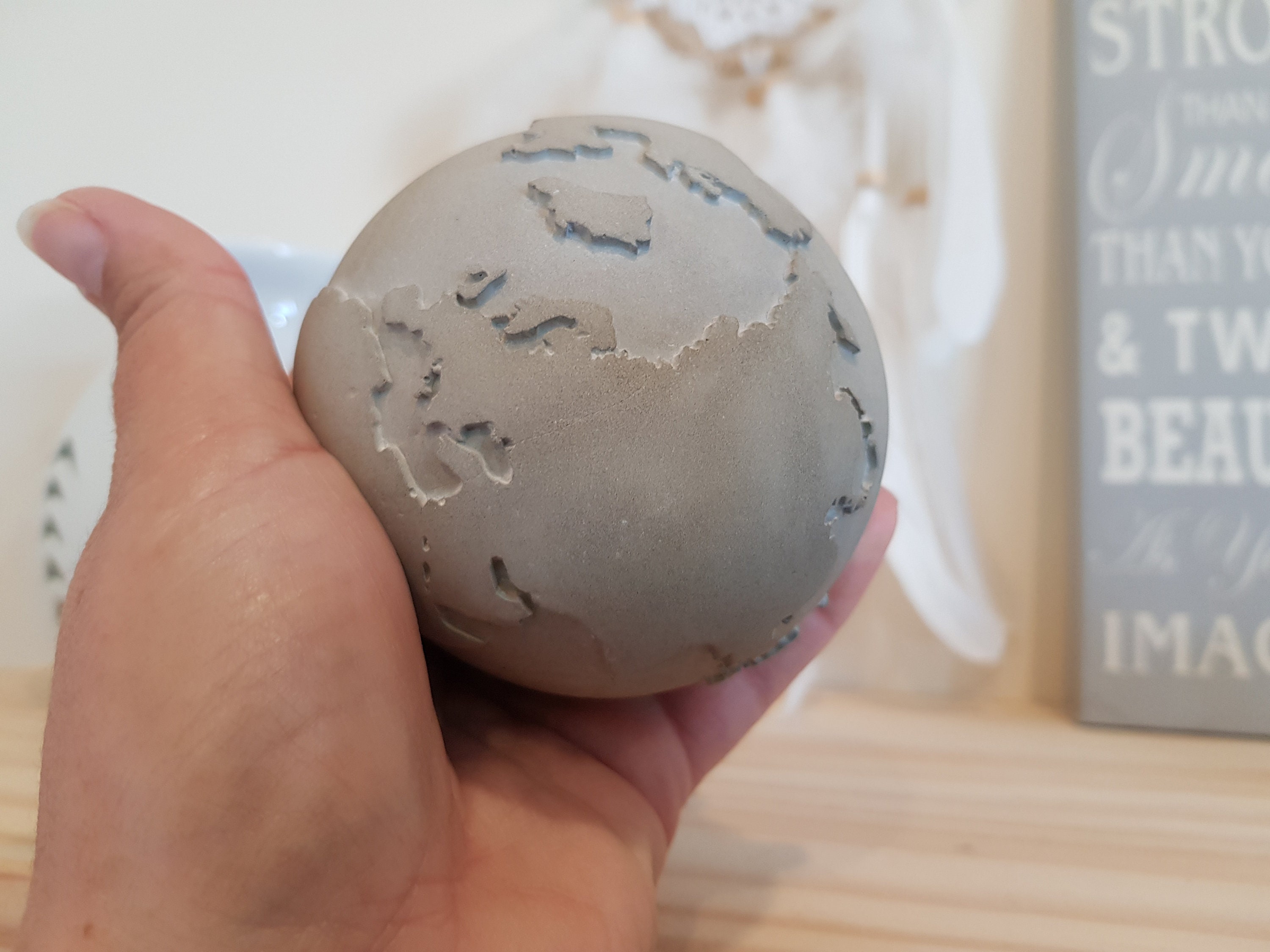 Globe Concrete Paperweight/ Door Stop/ Minimalist Decor/ Book | Etsy