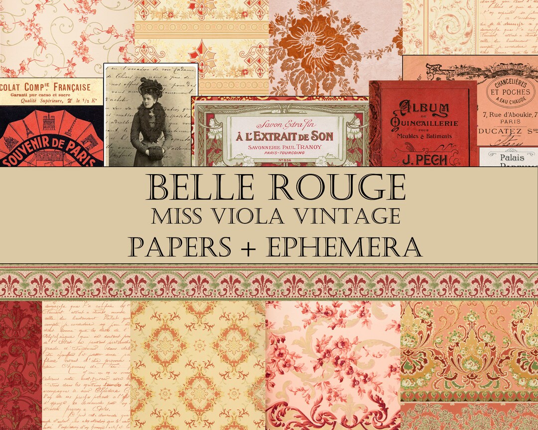 BELLE ROUGE Journal Papers Ephemera, French Theme, French Ephemera ...