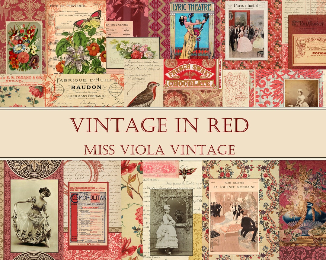 VINTAGE IN RED, Journal Papers, Card, Tags, Vintage Wallpapers, Antique ...