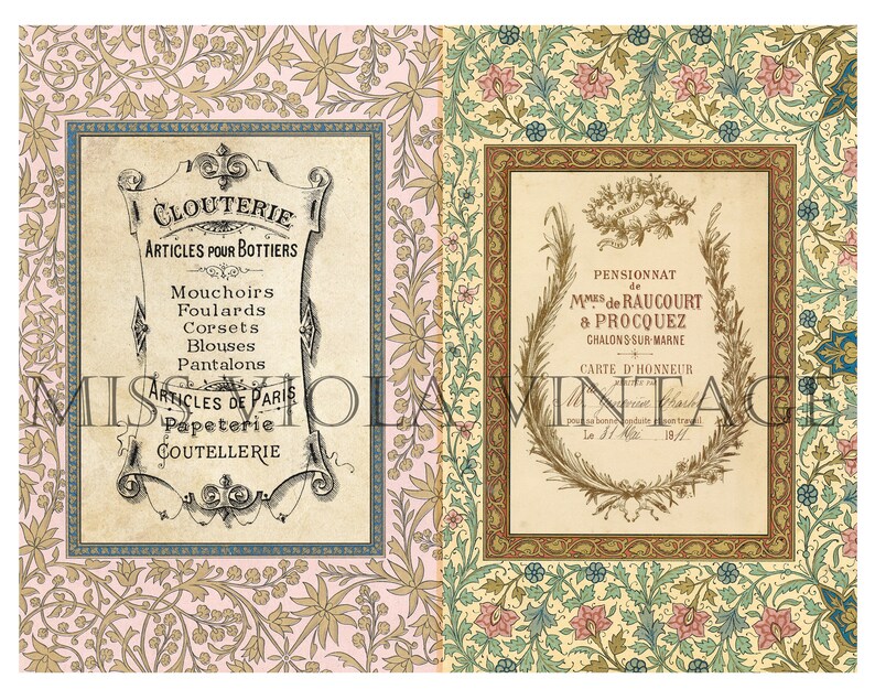 DECORATIVE FRENCH DOCUMENTS Printable French Journal Pages - Etsy