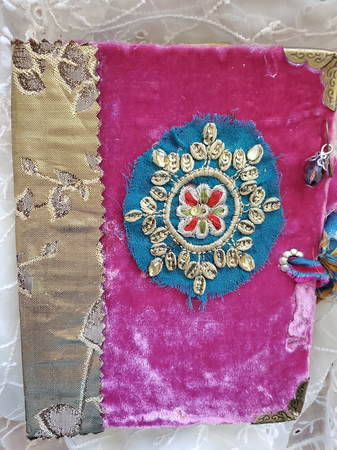 Maroon Velvet Medallion Small Junk Journal, Purse (medium to Large ...