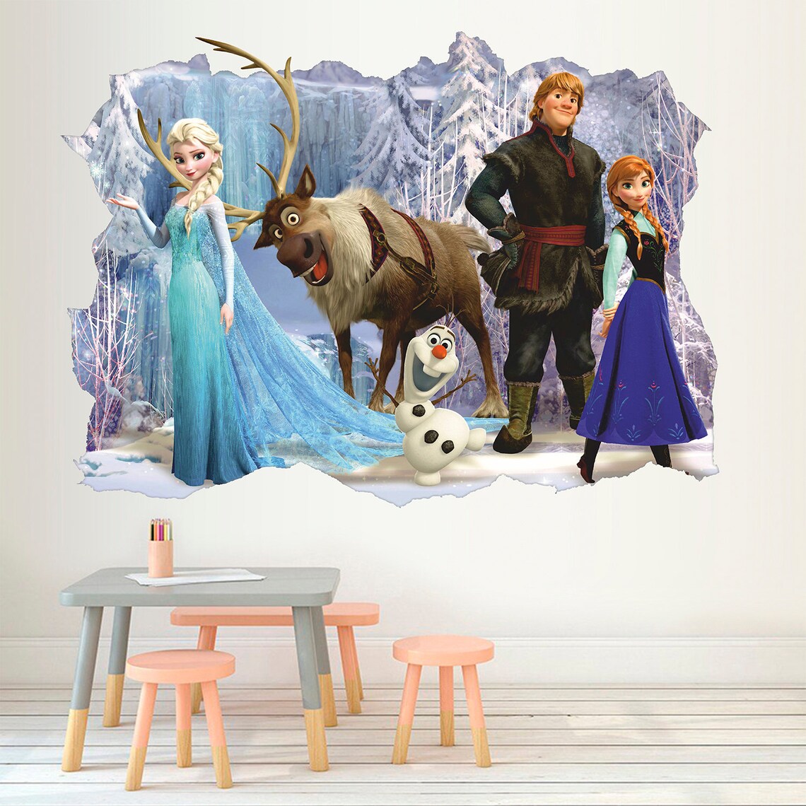 Frozen 3D Wall Decal Wall Sticker Elsa Anna Olaf | Etsy