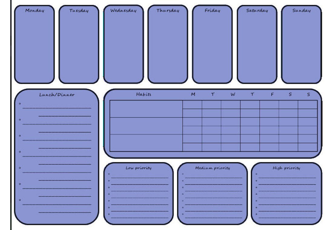 A Weekly Planner, Plan Out Your Days, Plan Your Meals, Organise Tasks ...