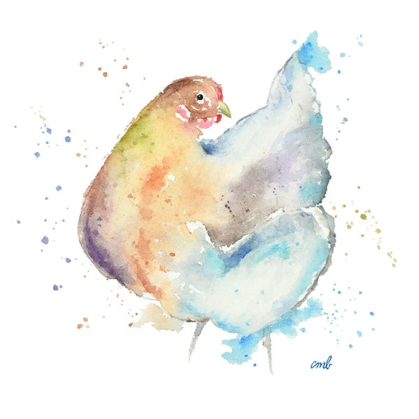 Chicken Watercolor - Etsy