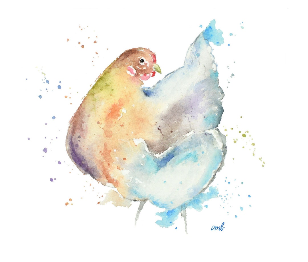 Chicken Watercolor Print| Chicken, Painting, Hen, Farm, Animal, Bird ...
