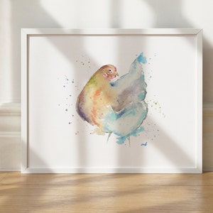 Chicken Watercolor Print| Chicken, Painting, Hen, Farm, Animal, Bird ...