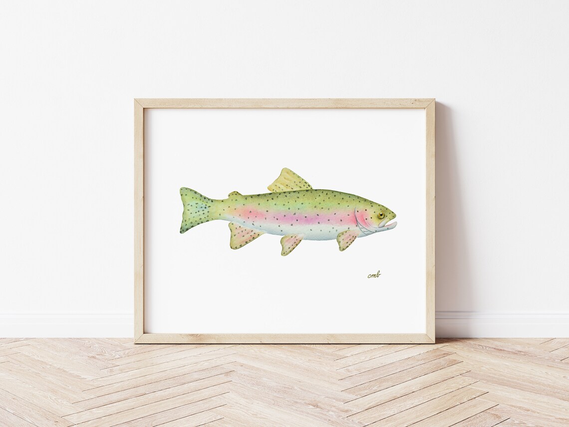 Rainbow Trout Art Fish Watercolor Trout Print Fish - Etsy