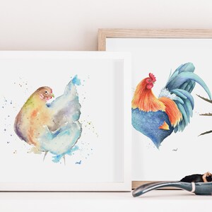 Chicken Watercolor Print| Chicken, Painting, Hen, Farm, Animal, Bird ...