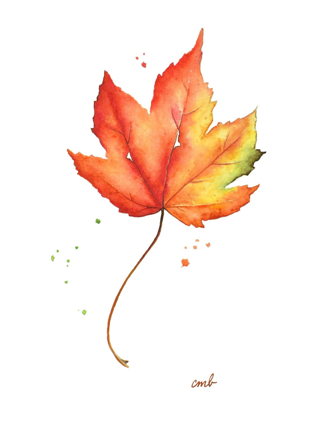 Autumn Maple Leaf Watercolor Painting: Botanical Fall Wall Art - Etsy