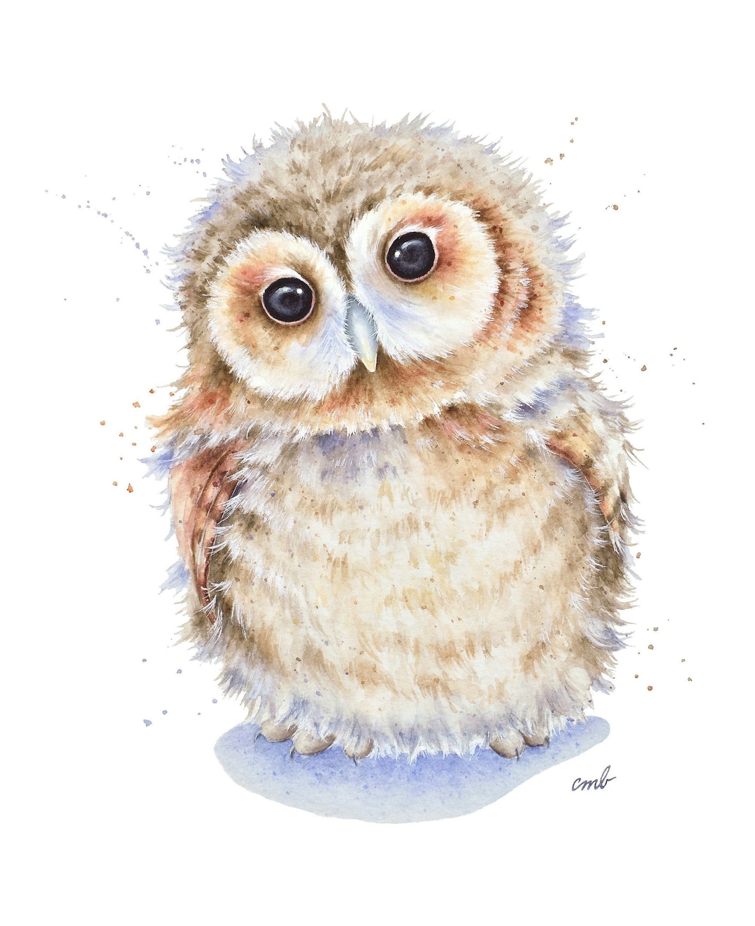 Baby Owl Print | Bird Painting, Animal Watercolor, Tawny Owl Woodland ...