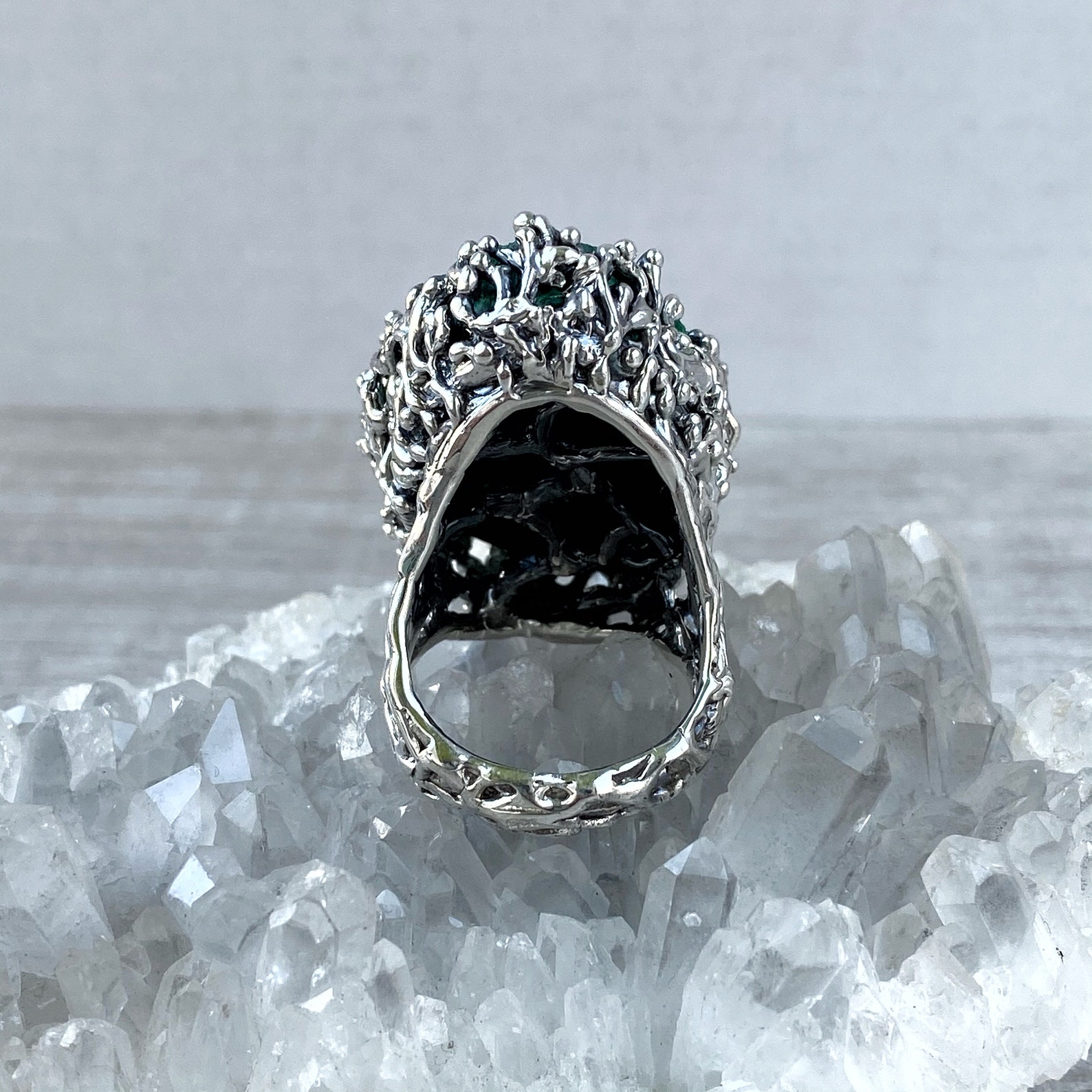 Huge Tree Branch Ring Silver Raw Malachite Ring Druzy Gemstone - Etsy