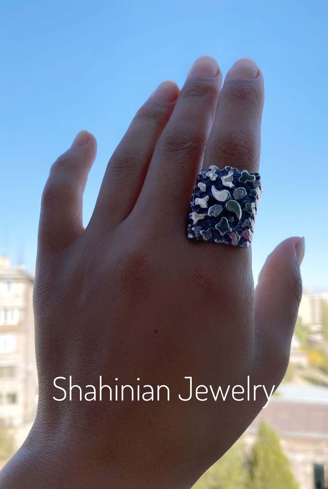 Nugget Ring Women Chunky Ring Silver Texture Ring Unisex - Etsy