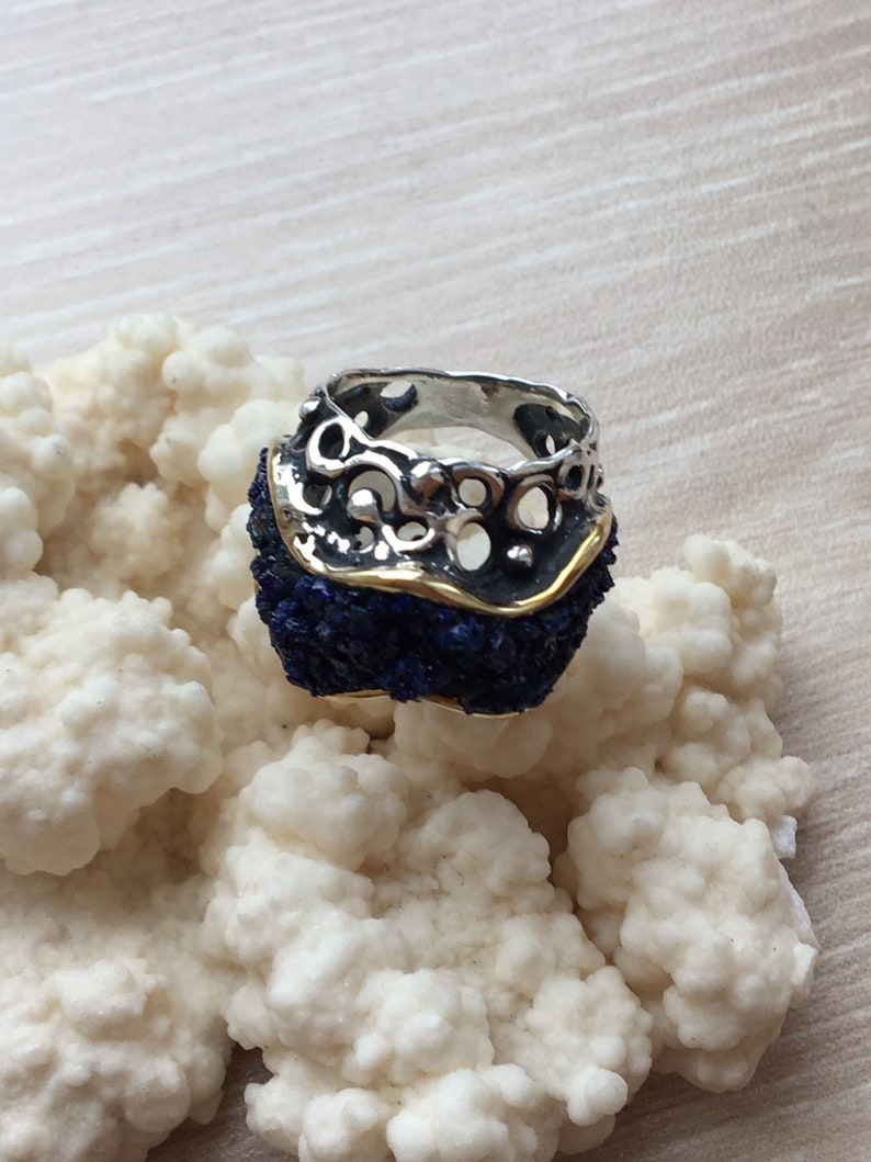 Artisan Rings for Women Sterling Silver With Dark Blue Azurite | Etsy