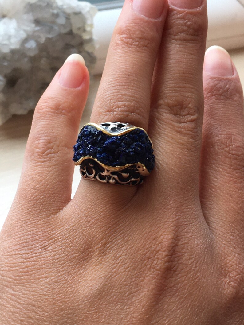 Artisan Rings for Women Sterling Silver With Dark Blue Azurite | Etsy
