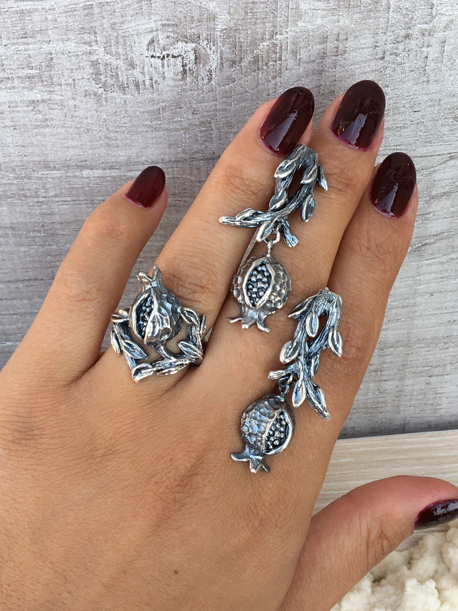 Armenian pomegranate ring sterling silver for women Symbol of | Etsy