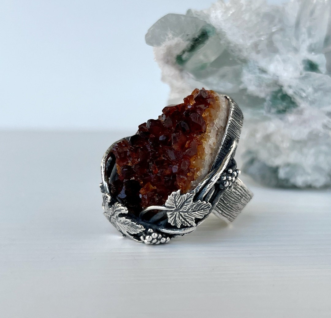 Huge Raw Citrine Ring Sterling Silver, Nature Inspired Ring, Grape ...