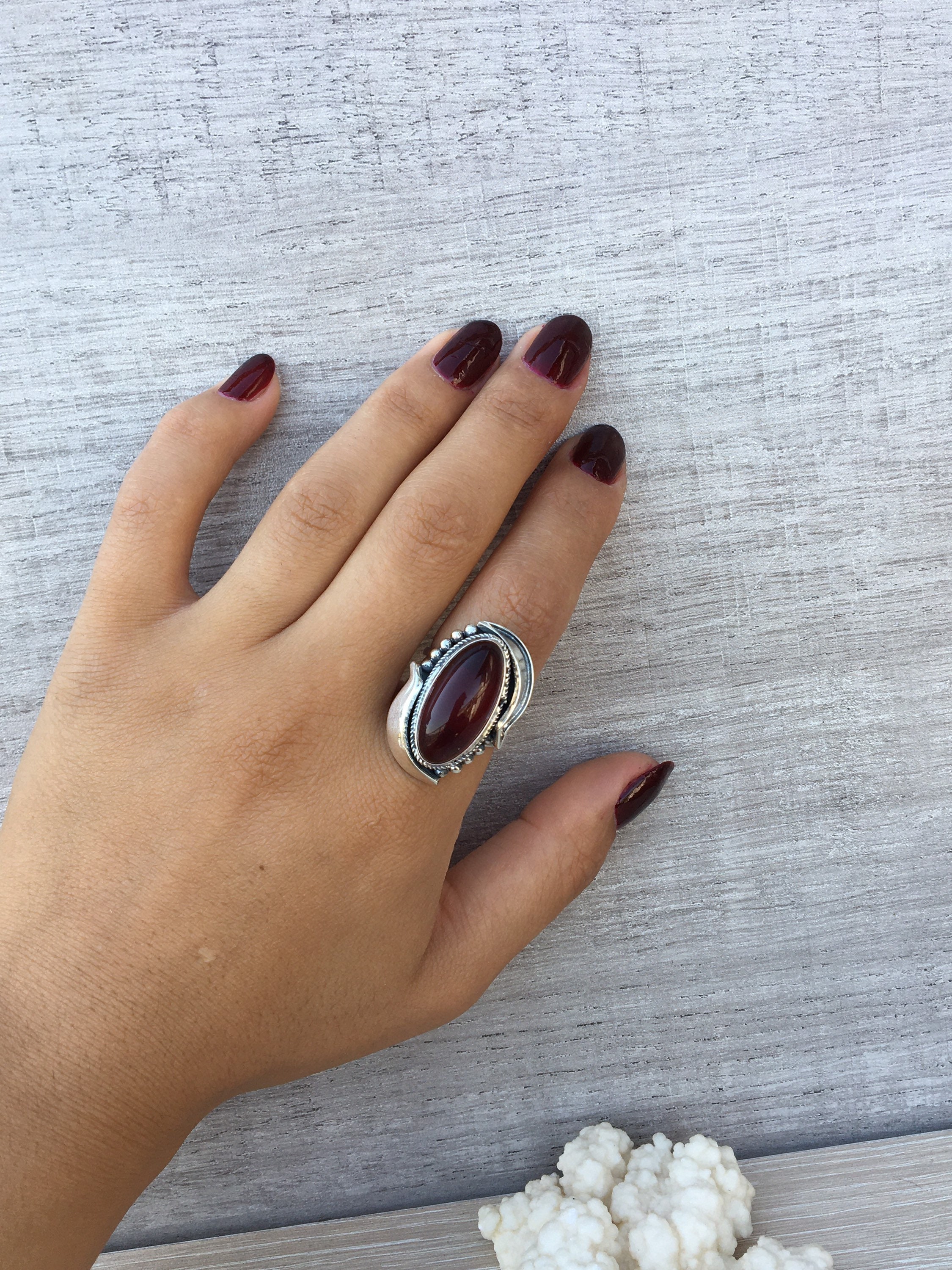 Red corundum ring adjustable silver 925 for women Oval large | Etsy