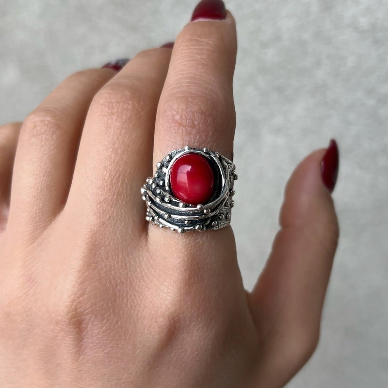Red Stone Ring - Etsy