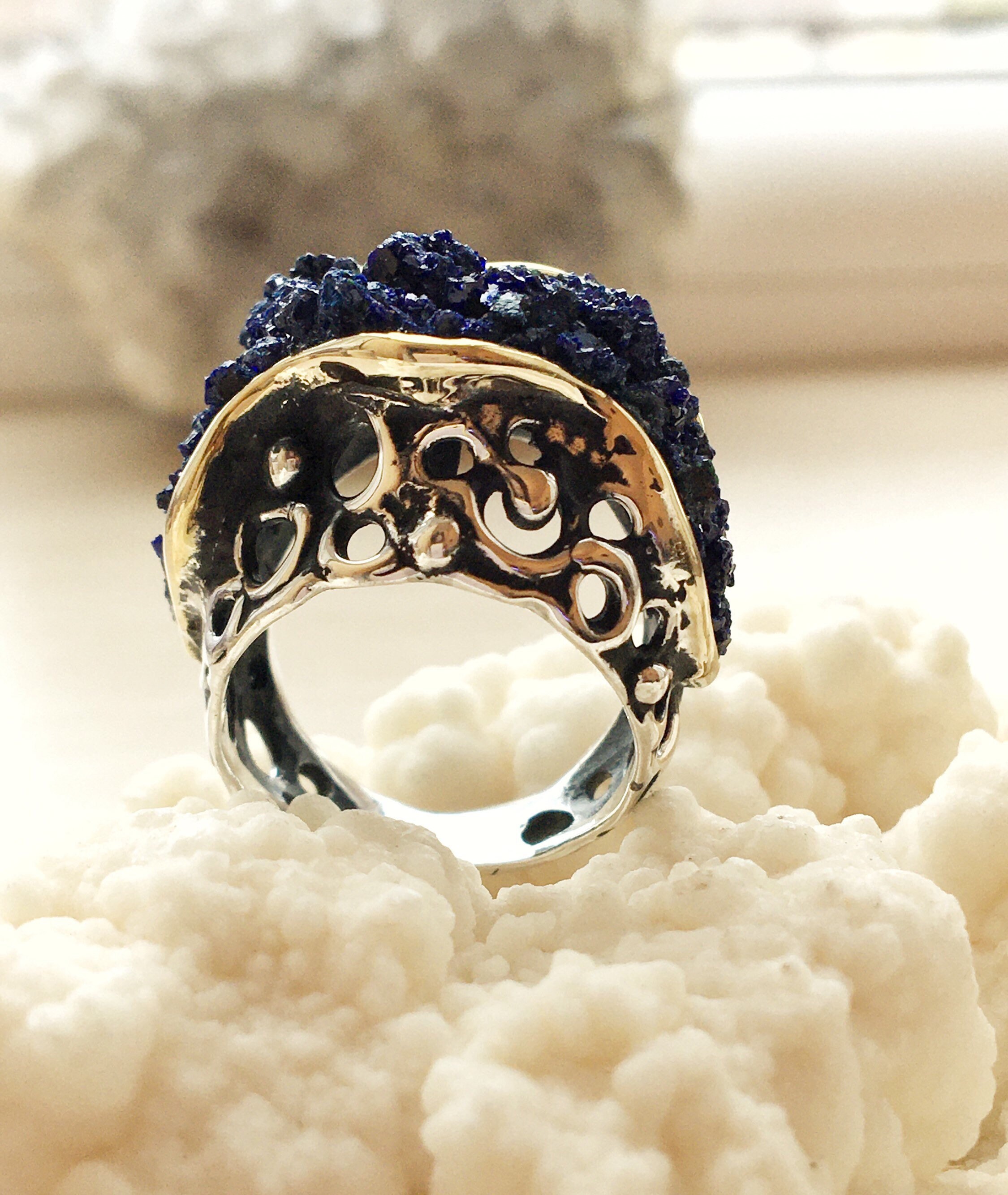 Artisan Rings for Women Sterling Silver With Dark Blue Azurite | Etsy