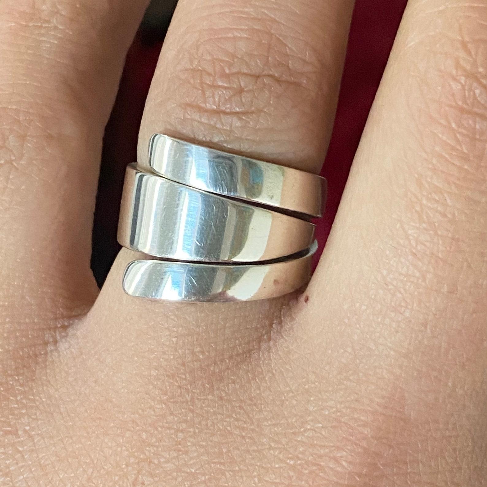 Wide band Sterling silver adjustable ring chunky rings | Etsy