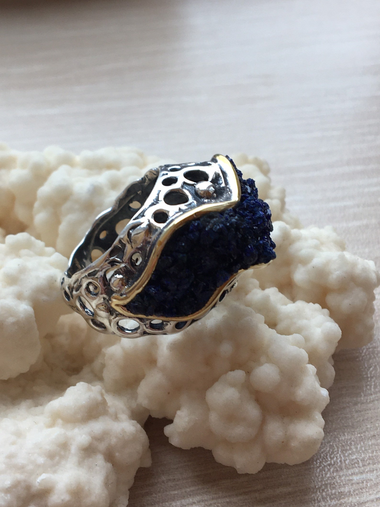Artisan Rings for Women Sterling Silver With Dark Blue Azurite | Etsy
