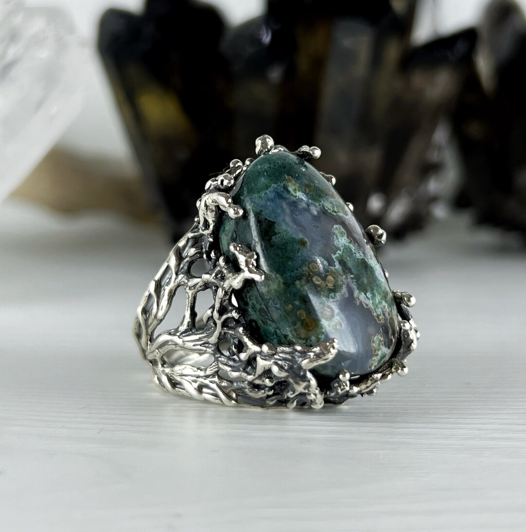 Tree Branch Ring Sterling Silver Natural Agate Stone Ring - Etsy