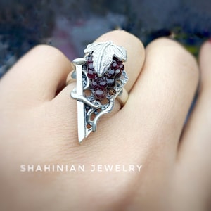 Armenian Symbol Grapes Ring Garnet Stone Sterling Silver 925 - Etsy
