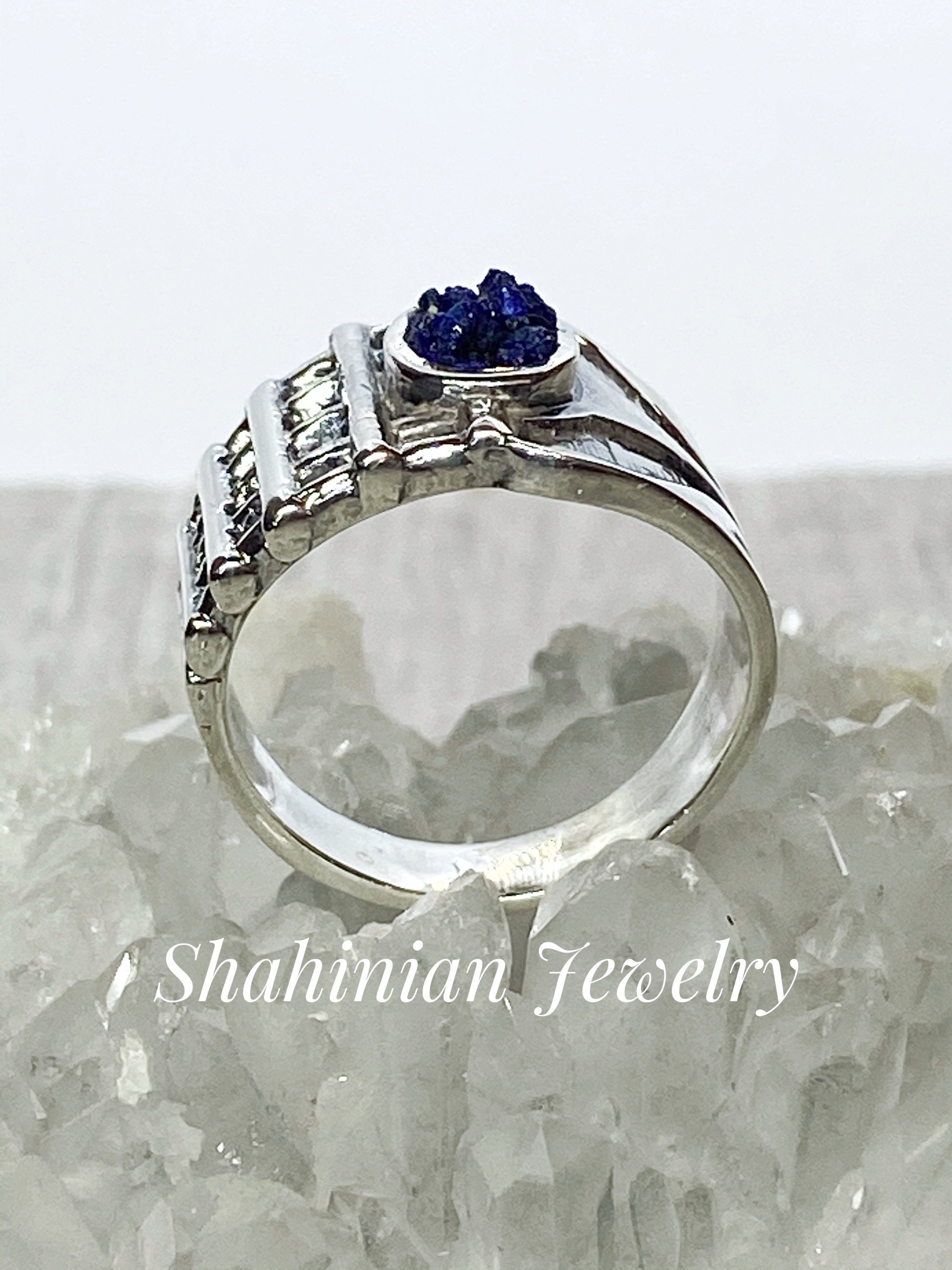 Blue Druzy Ring Azurite Sterling Silver for Women Druzy - Etsy