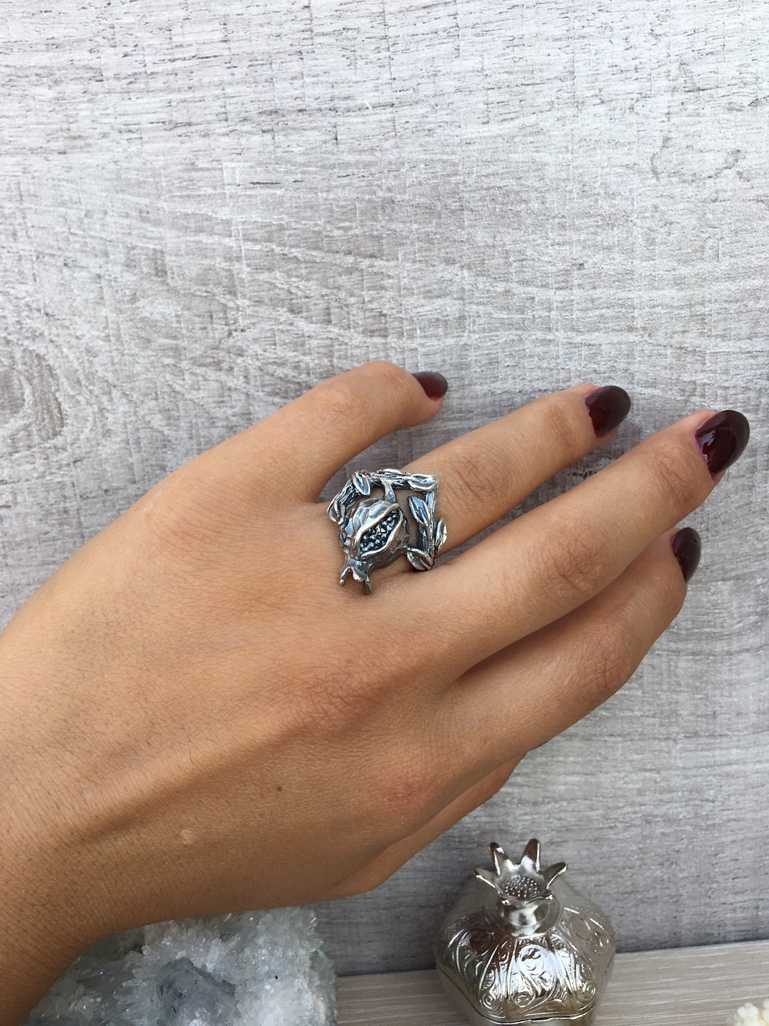 Armenian Pomegranate Ring Sterling Silver for Women, Symbol of Armenian ...