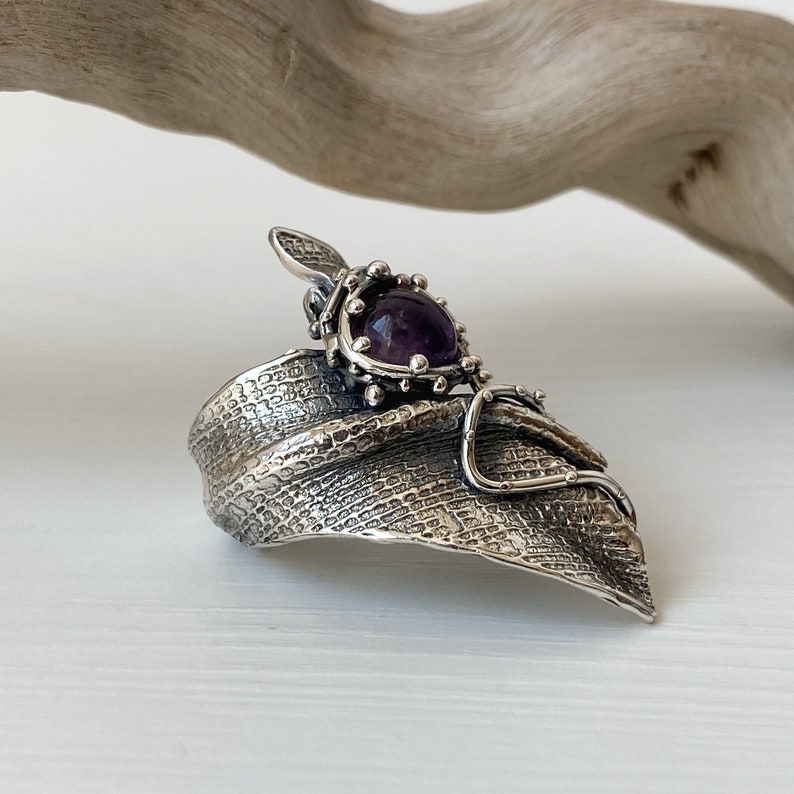 Large Ring Abstract Sterling Silver Amethyst Ring Irregular - Etsy