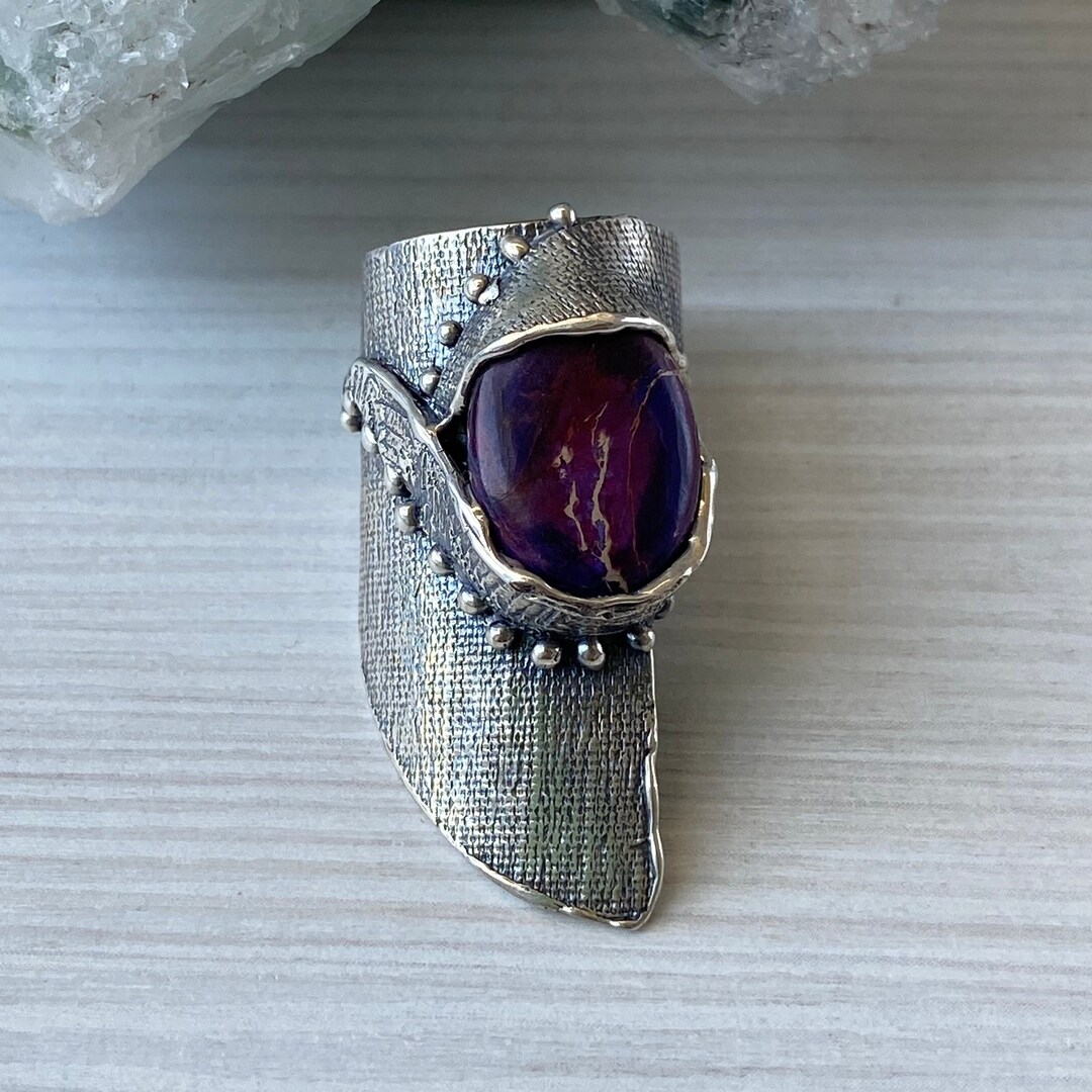 Sea Sediment Jasper Ring Sterling Silver Purple Stone, Artisan Jewelry ...