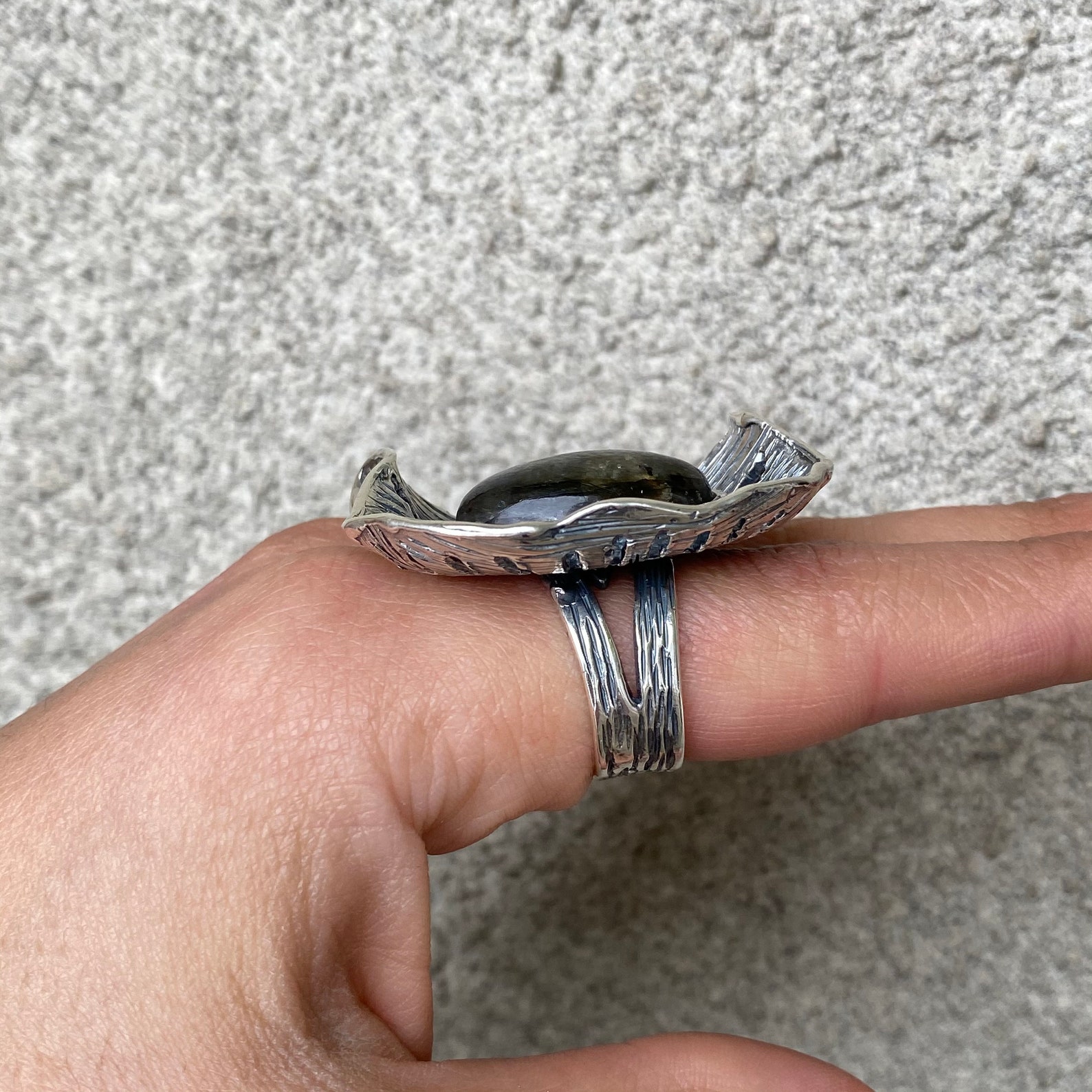 Large Labradorite Ring Sterling Silver, Abstract Ring Women, Unusual ...