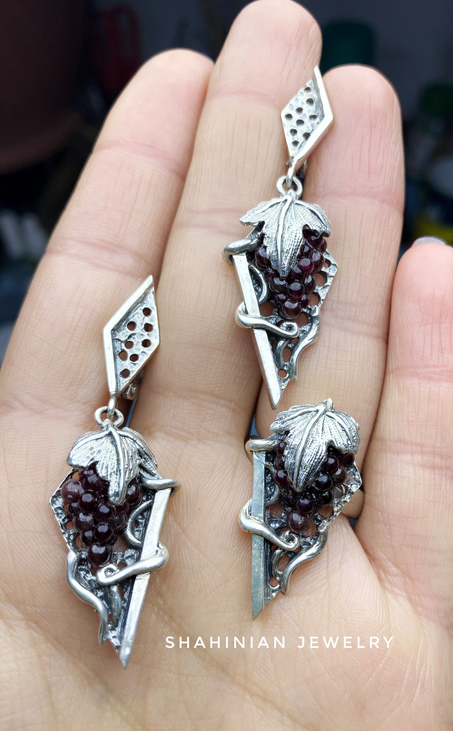 Armenian Symbol Grapes Ring Garnet Stone Sterling Silver 925 - Etsy