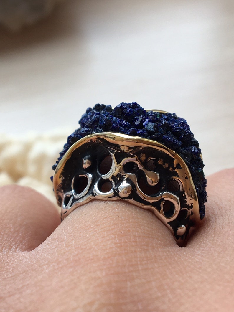 Artisan Rings for Women Sterling Silver With Dark Blue Azurite | Etsy